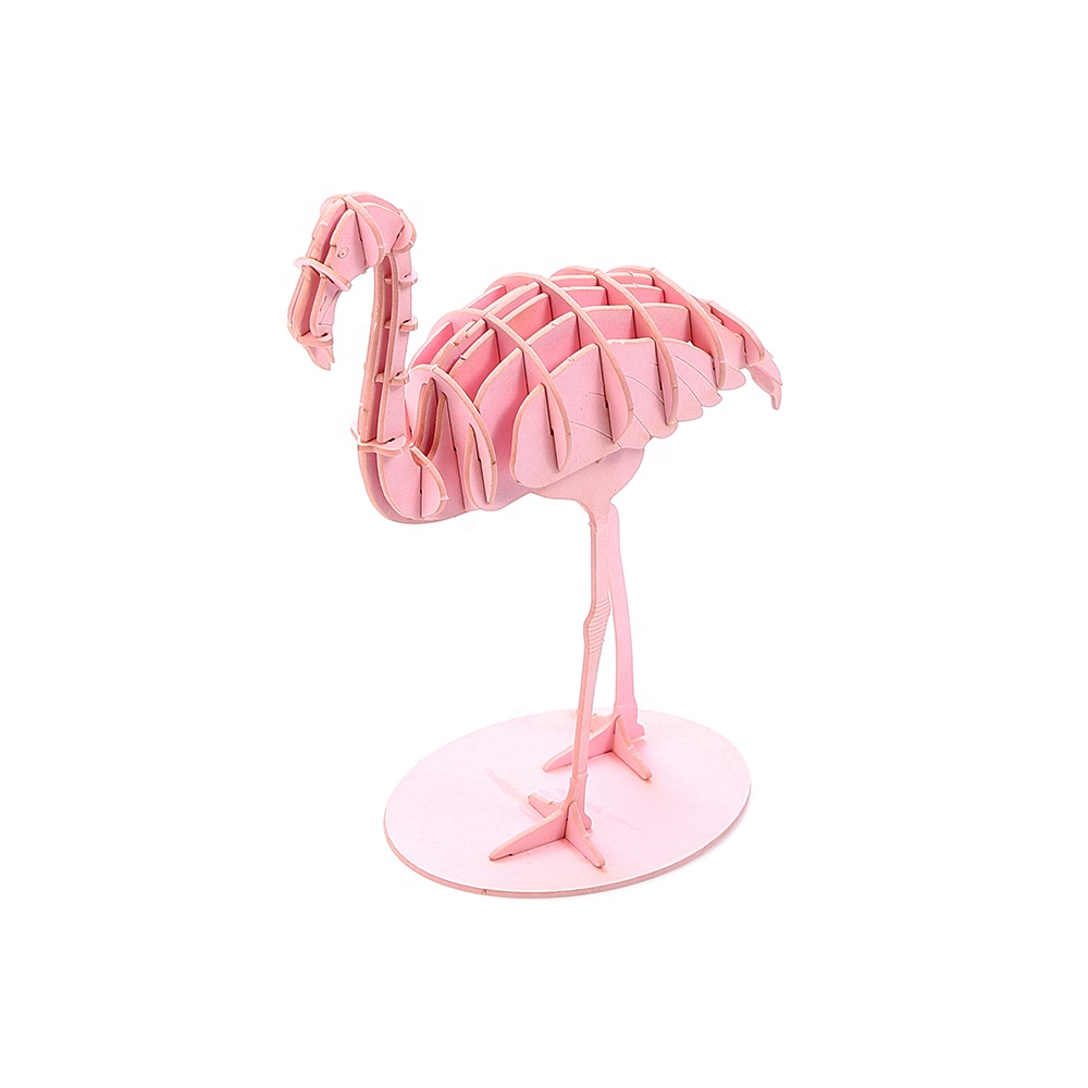 3d animal flamingo cardboard paper model puzzle toy