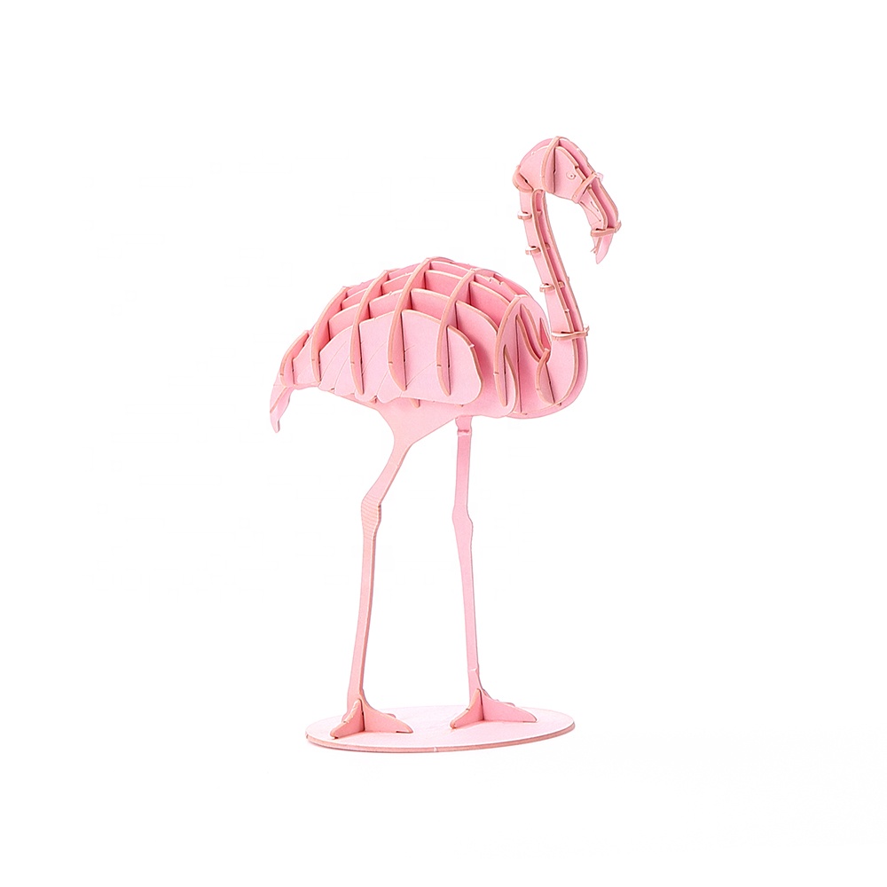 3d animal flamingo cardboard paper model puzzle toy