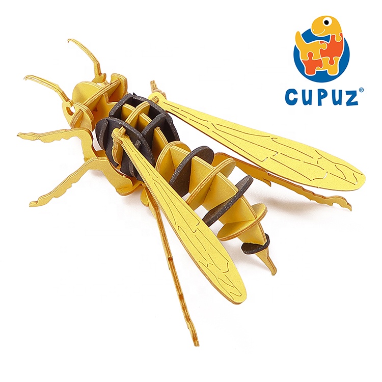 3D Paper Puzzle Insect Papercraft Kit Bee Model Building Kits Laser Cut ...
