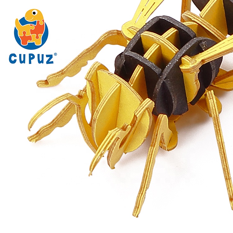 3D Paper Puzzle Insect Papercraft Kit Bee Model Building Kits Laser Cut ...